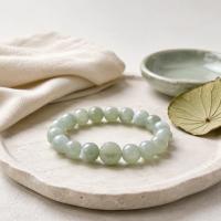 China Natural Green Jade Taoist Bracelet with Taiji Bagua Beads 10mm for sale