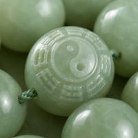 China Natural Green Jade Taoist Bracelet with Taiji Bagua Beads 10mm for sale