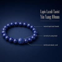 China Natural Lapis Lazuli Taoist Bracelet with Yin Yang Charm 10mm for sale