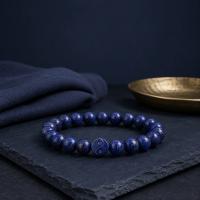 China Natural Lapis Lazuli Taoist Bracelet with Yin Yang Charm 10mm for sale