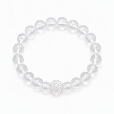 China Natural Clear Quartz Taoist Bracelet with Hand Carved Bagua Pendant 10mm for sale