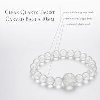 China Natural Clear Quartz Taoist Bracelet with Hand Carved Bagua Pendant 10mm for sale