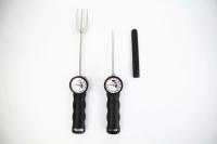 China Instant Read Trident BBQ Tools Curved Body Shape Meat Thermometer Fork for sale