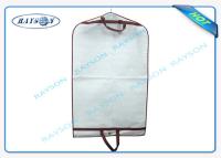 China Embossed Personalised Non Woven Fabric Bags , White Clothing Cover PPSB Webbing for sale