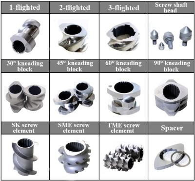China Screw Elements Twin Screw Extruder Machine Parts 60mm Center Diameter for sale