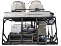 China 100hp Water Cooled Screw Type Low Temperature Chiller 375kW Double Hanbell Compressors Injection Molding for sale
