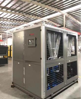 China 40TR Air Cooled Modular Water Chiller 40 HP 122 kW Industrial Cooling System with 2100×1660×2100 mm Dimensions for sale