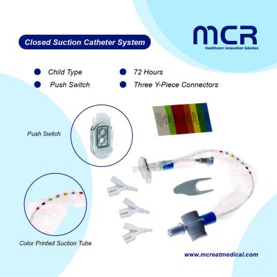 China Push Switch And Luer Lock Closed Suction Catheter 72H For Child for sale