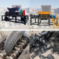 China 380V Double Shaft Rubber Scrap Shredder Machine Crusher for Car Truck Tire Recycling 50-200mm Output for sale