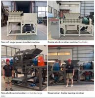 China Industrial Double Shaft Tire Shredder 50-200mm Output Rubber Powder Making Machine 15-220kw for sale