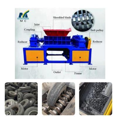 China Double Shaft Waste Tire Shredder 50-200mm Output 15-220KW Motor Customizable for sale