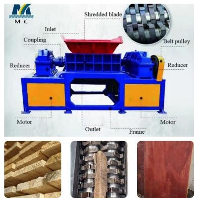 China Industrial Double Shaft Wood Chipper Shredder 400mm Blade Diameter 7.5kW Motor for Branch Garden Waste for sale