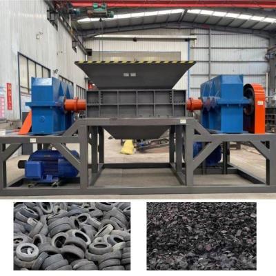 China Double Shaft Shredder 800-2200mm Chamber for Rubber Tire Recycling 15-220kW for sale