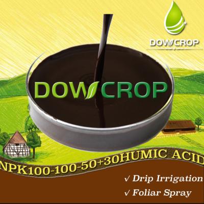 China DOWCROP HOT SALE HIGH QUALITY WS@HUMIC ACID NPK PLUS TE LIQUID 100-100-50+30HA 100% WATER SOLUBLE ORGANIC FERTILIZER for sale