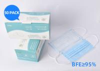 China Home School Surgical Disposable Carbon Filter Face Mask Blue White Color for sale