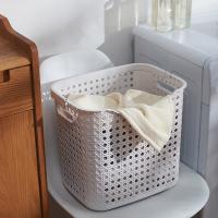 China Beige 38x28x35cm Plastic Laundry Basket With Handles Eco Friendly for sale