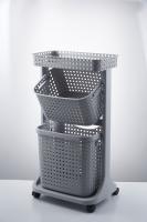 China Beige Two Tier Laundry Basket Plastic Laundry Hamper 44*34*82cm for sale