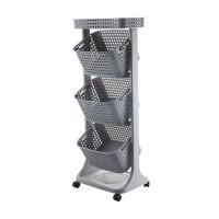 China Beige 3 Tier Tall Rolling Laundry Cart With 3 Removable Hamper for sale