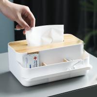 China Removable White Plastic Tissue Box Cover PS Rubber Wood for sale