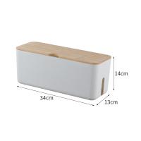 China Wooden Lid 34*13*14cm Cable Organizer Box Storage For Desk for sale
