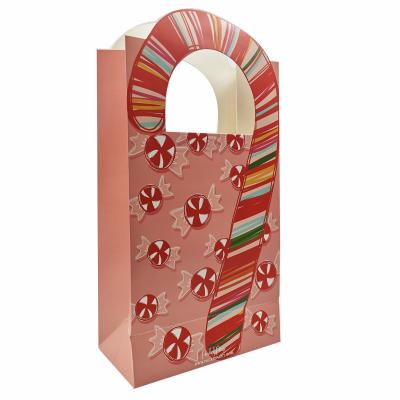 China 350gsm Pink Small Paper Candy Bags with Handles for Gift Shopping Custom for sale