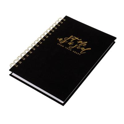China A5 140x210mm Gold Wire Bound Fabric Cover Planner Notebook 120GSM 80 Sheets for sale