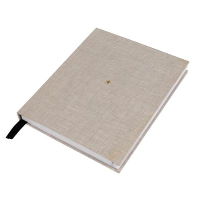 China A5 Cloth Fabric Cover Organizer Planner Book Gold Foil Binding with Silk Ribbon Bookmark 40 Sheets for sale