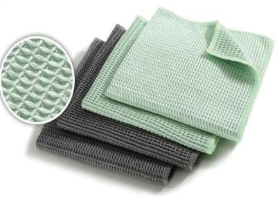 China Green Black Microfiber Waffle Cloth for sale