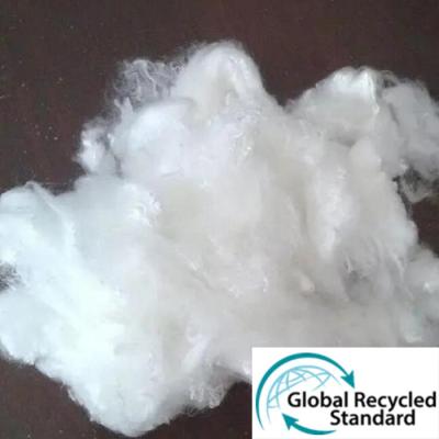 China 64mm Recycled Polyester Staple Fiber 1.5D Non Silicon Fiber for sale