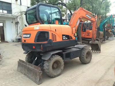 China Slightly Used Doosan Excavator DX60W Mini Wheel Excavator for sale
