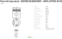 China Metal 100% Tested Original KS Piston with rings and pin 92827600 KOLBENSCHMIDT 466714 0375700 80-5108-00 for sale