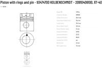China KS Piston with Rings and Pin 2.18kg Part Number 20910406100 87-405500-10 93474700 KOLBENSCHMIDT Original KOLBENSCHMIDT for sale