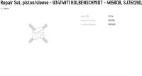 China DEUTZ VOLVO Repair Set 93474971 KOLBENSCHMIDT Piston/Sleeve 465808 SJ351290 420534 for Farms Durable and Long-Lasting for sale