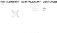 China DEUTZ 40440960 KOLBENSCHMIDT Original KS Repair Set piston/sleeve 04285668 04285672 20459997 for Smooth Engine Operation for sale