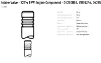 China Intake Valve 22314 for TRW Engine Component 04290056 21896344 04285263 for deutz for sale