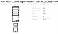 China TRW Intake Valve 04255254, 20405502, 04204014 22221 for deutz for sale