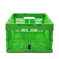 China Rectangle Collapsible Moving Boxes Bins Plastic Folding Crate Mesh 600x400x255mm for sale