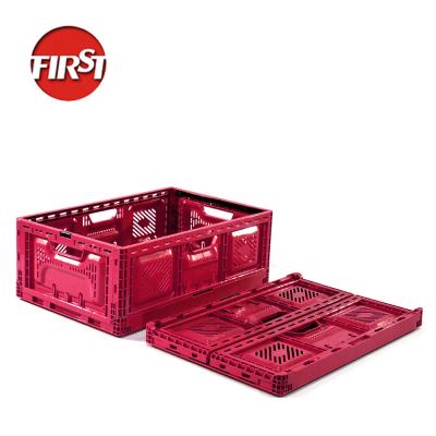China Mesh 40 ltr 45l Plastic Folding Crate Easy Organization Packaging 600mm for sale