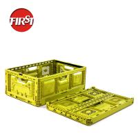 China Foldable Plastic Crate for Vegetables and Fruits Blue Color Internal Size 570*370*210mm for sale
