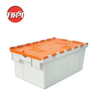 China PP Supermarket Storage Plastic Stack Nesting Crate for Goods Solid Box Warehouse Storage 46L for sale