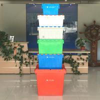 China Solid Box Warehouse Stacking PP Attached Lid Nesting Plastic Crate for Easy Assembly for sale