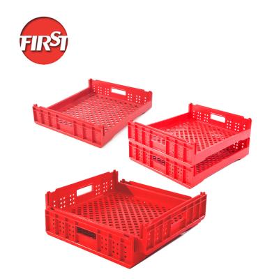 China Storage Bread Tray Plastic Stackable Mesh Turnover Crates with Silk Printing Logo for sale