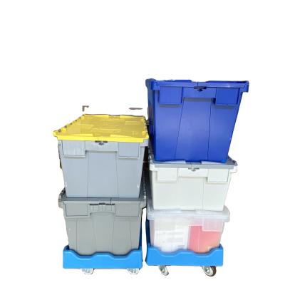 China Plastic Nesting Crate Attached Lid Storage Box for Easy Organization and Transport for sale
