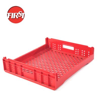 China Stackable Plastic Bread Tray Turnover Crate with Silk Printing Logo and Foldable Design for sale