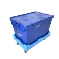 China External Size 600*400*315mm Stackable Nesting Crate PP Plastic Crates Blue Solid Box for sale