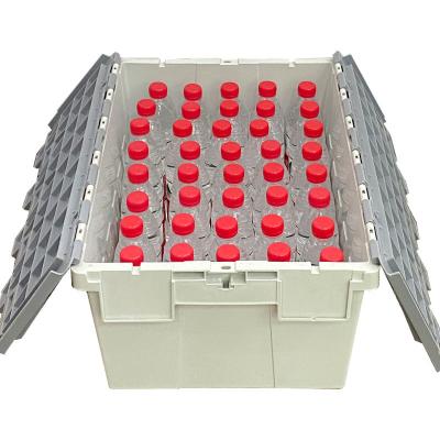 China Solid Box Nesting Crates Attached Lid PP Logistic Transport Plastic for Recyclable 56L for sale