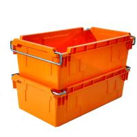 China Stackable Hard Plastic Crates with Metal Handles 720*425*235mm External Size Customized for sale