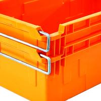 China Stackable Hard Plastic Crates with Metal Handles 720*425*235mm External Size Customized for sale