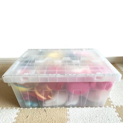 China Durable Stackable Plastic Nesting Crate with Attached Lid External Size 600*400*265mm for sale