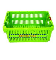 China Colorful Agricultural Perforated Plastic Moving Turnover Nestable Crate Stackable Plastic Basket for sale